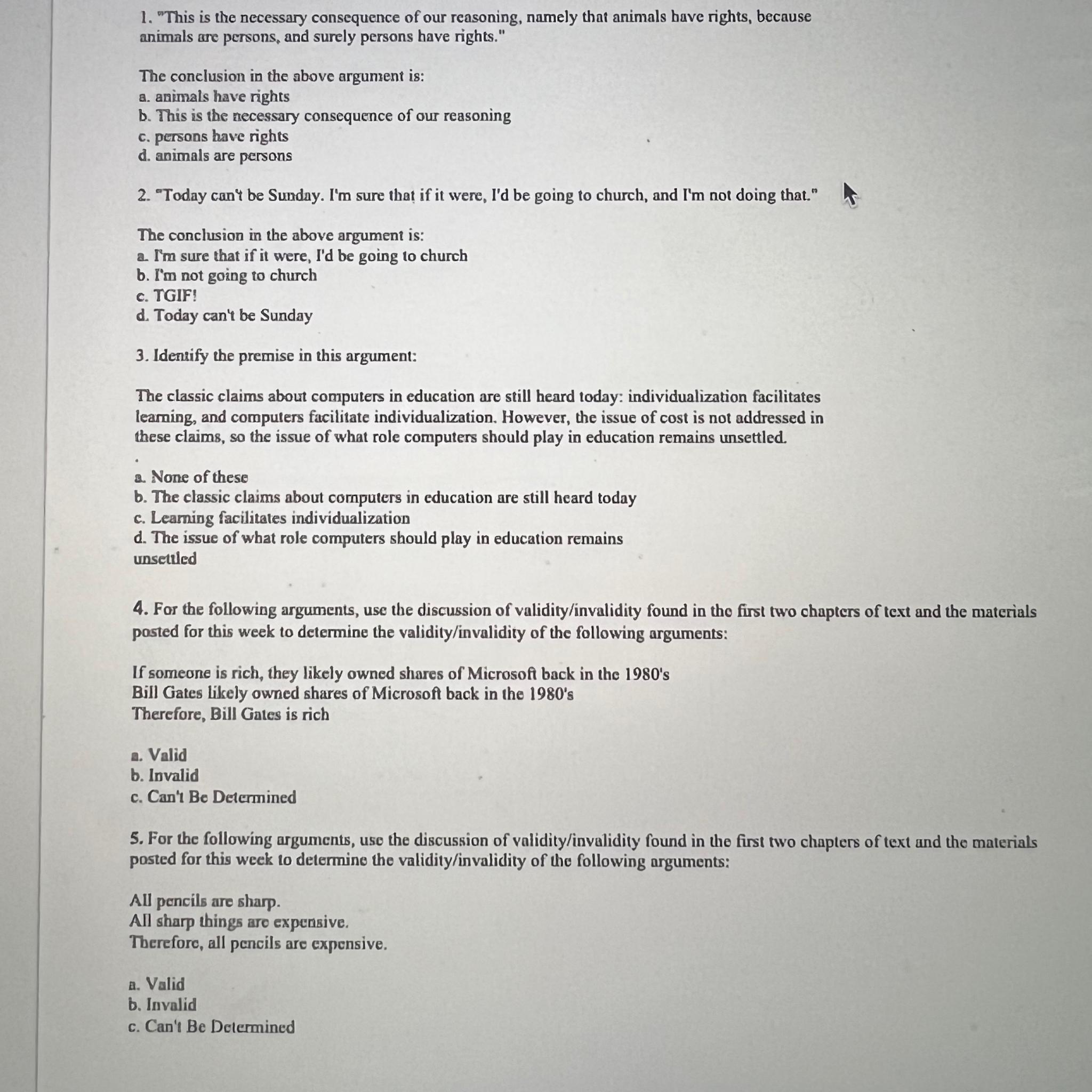 Solved "This is the necessary consequence of our reasoning, | Chegg.com