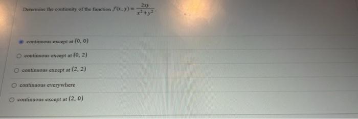 Solved Determine the contunuity of the fumetion | Chegg.com
