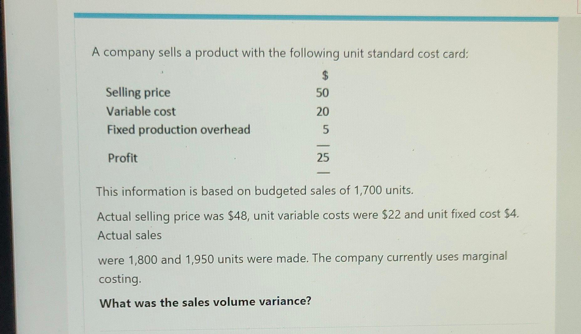 Solved A company sells a product with the following unit | Chegg.com