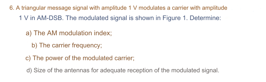 Solved A triangular message signal with amplitude 1V | Chegg.com