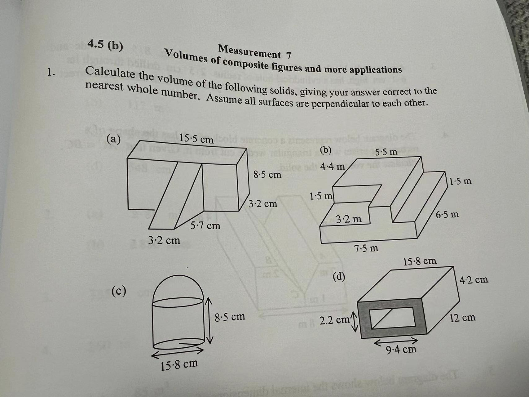 Solved 4.5 (b)Volumes Measurement 7of composite figures and | Chegg.com