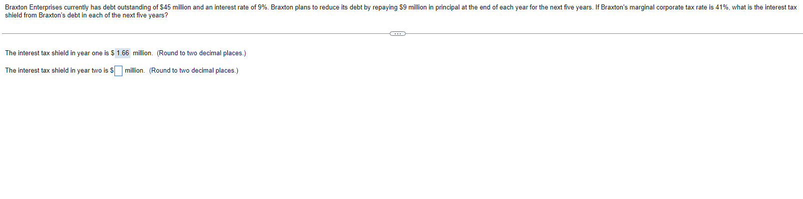 shield from Braxton's debt in each of the next five | Chegg.com