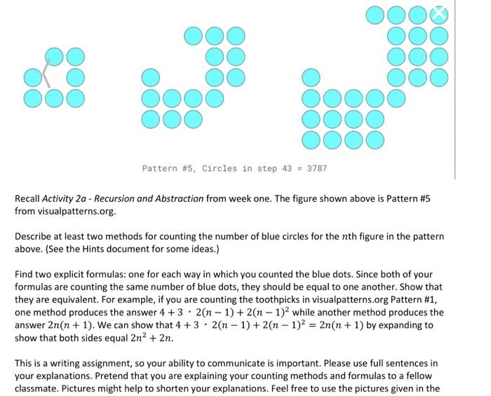 Solved OO Pattern #5, Circles in step 43 = 3787 Recall | Chegg.com