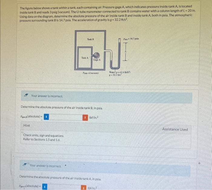 Solved The figure belowshows a tank within a tank each | Chegg.com