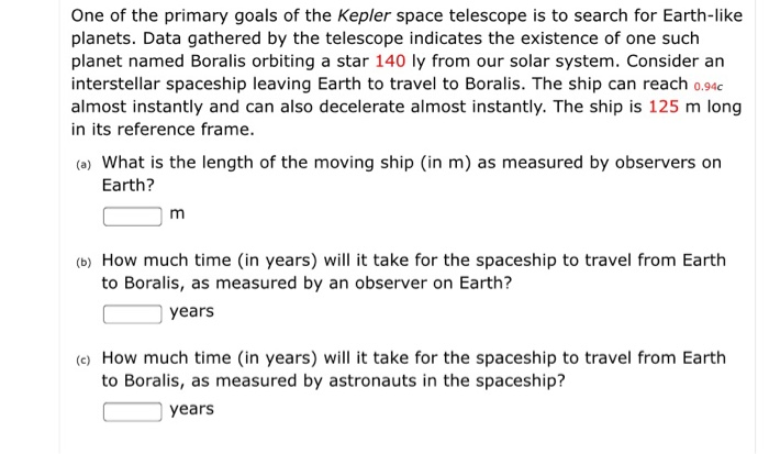 Solved One of the primary goals of the Kepler space | Chegg.com