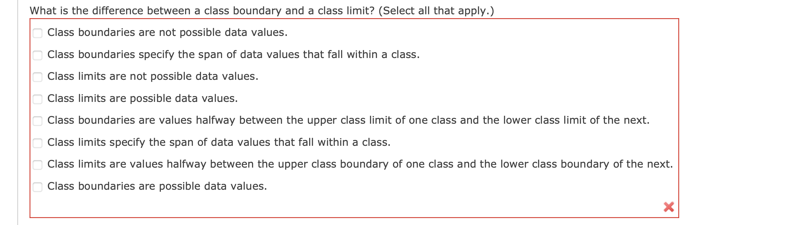 Solved What is the difference between a class boundary and a | Chegg.com