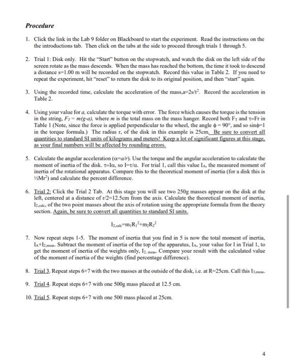 Solved Rotational Motion and Moment of Inertia Objective The | Chegg.com