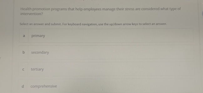 Solved Health promotion programs that help employees manage | Chegg.com