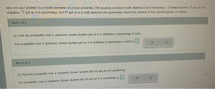 Solved How are your grades? In a recent semester at a local | Chegg.com