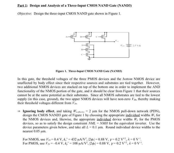 Solved Part 1: Design and Analysis of a Three-Input CMOS | Chegg.com