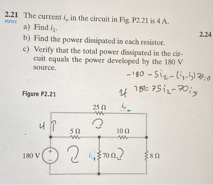 Solved 2.21 The current io in the circuit in Fig. P2.21 is 4 | Chegg.com