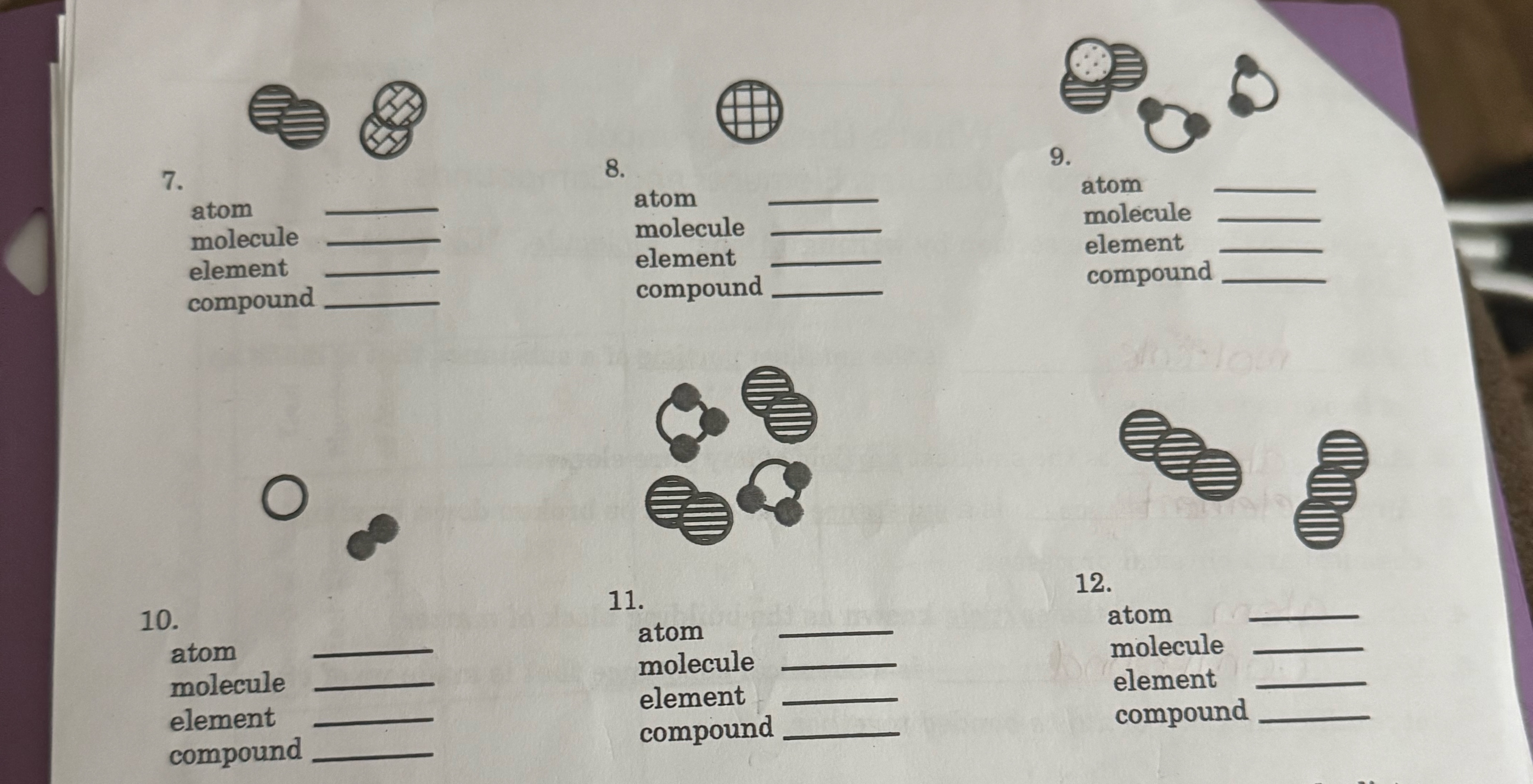 Solved atommoleculeelementcompound8.atom q,molecule | Chegg.com