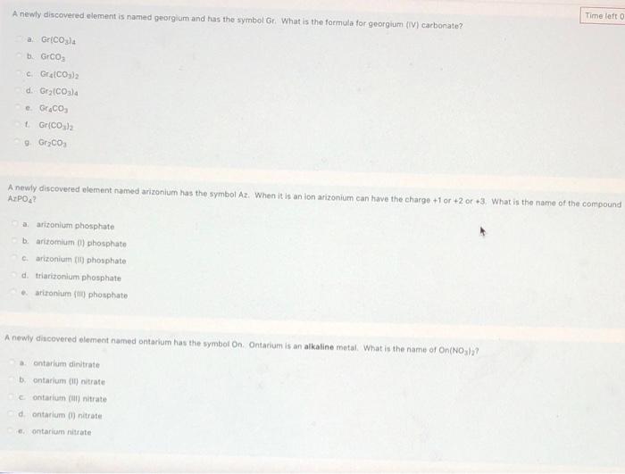 Solved A newly discovered element is named georgium and has | Chegg.com