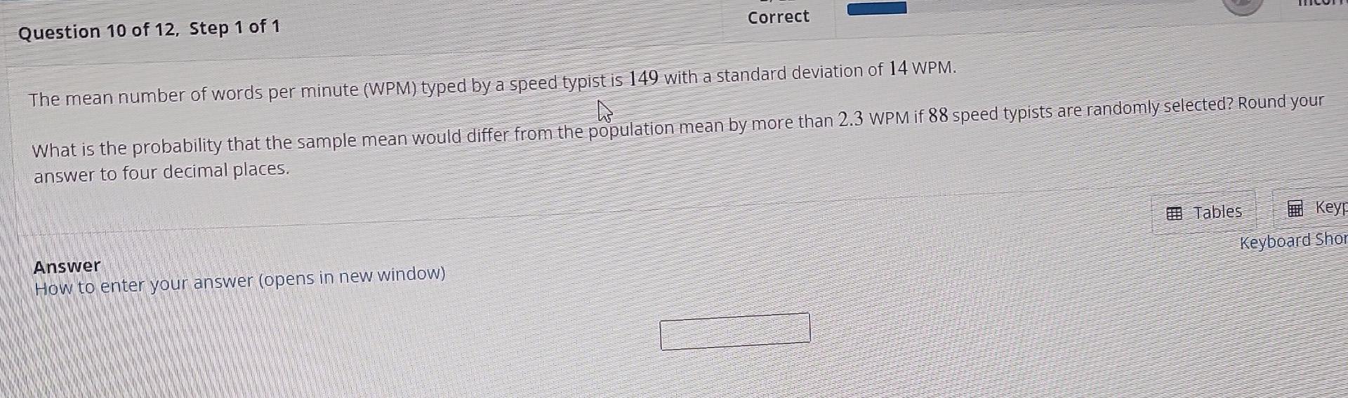 Solved The mean number of words per minute (WPM) typed by a | Chegg.com