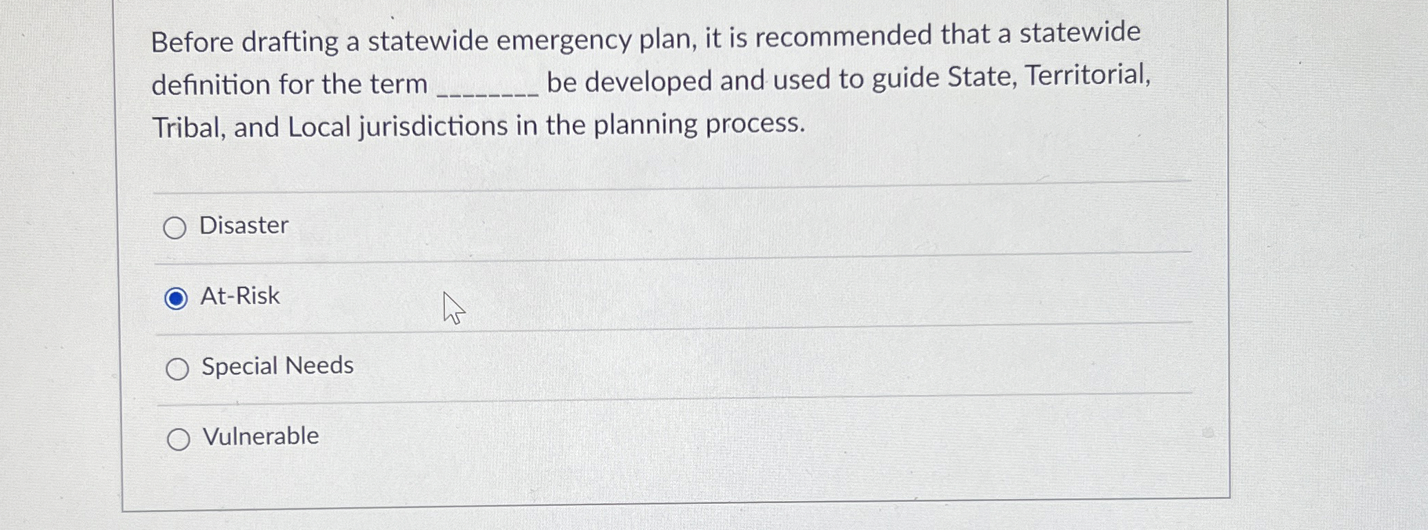 Solved Before drafting a statewide emergency plan, it is | Chegg.com