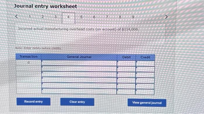 Solved Journal entry worksheet Incurred actual manufacturing | Chegg.com