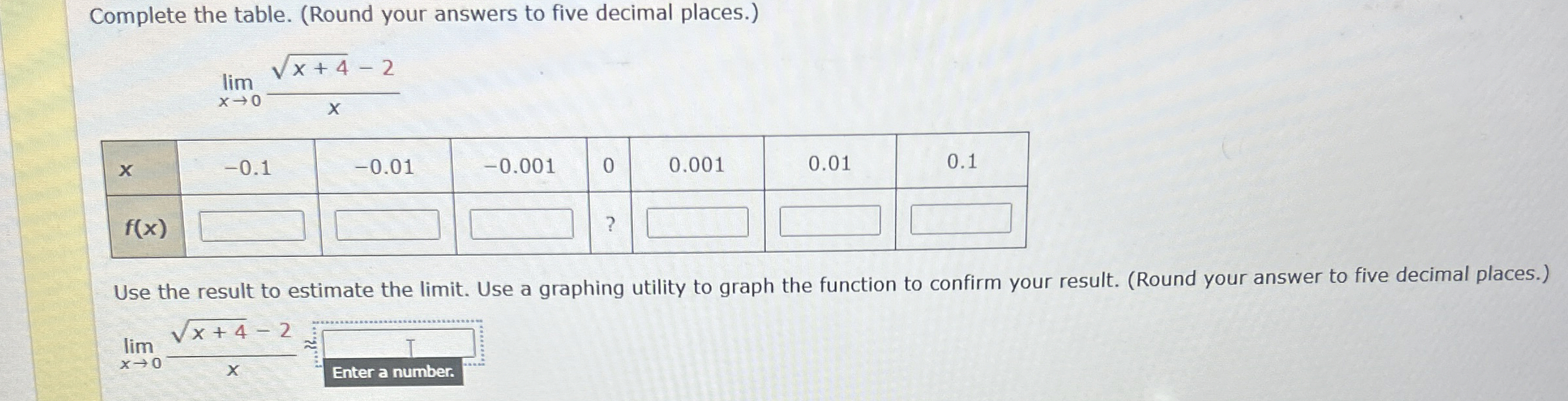 Solved Complete the table. (Round your answers to five | Chegg.com