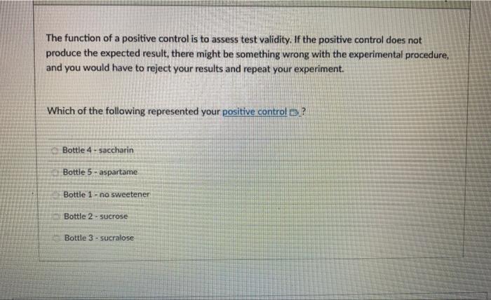 Solved The function of a positive control is to assess test | Chegg.com