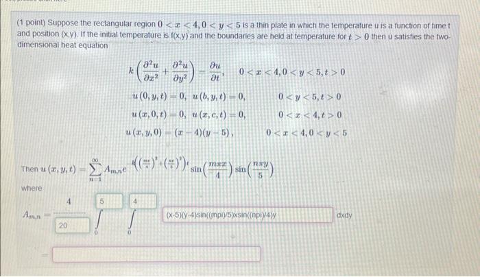 Solved (1 point) Suppose the rectangular region 0