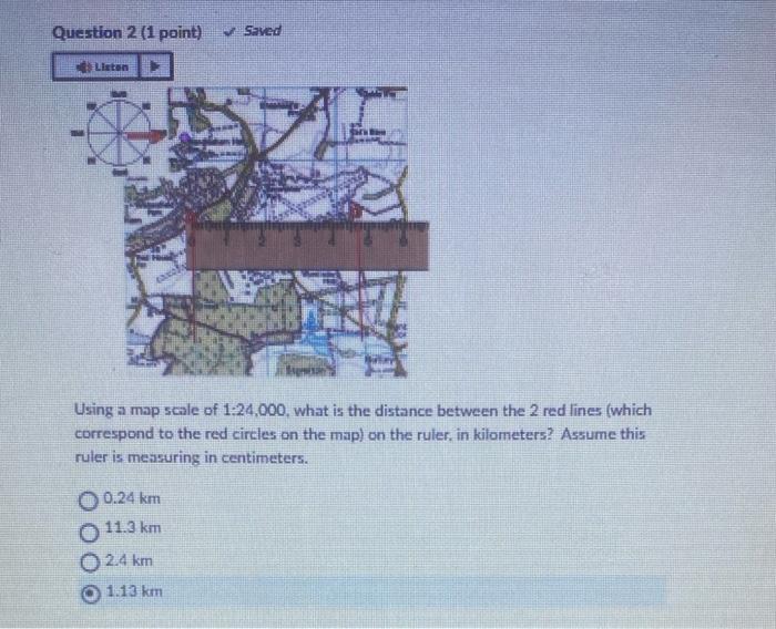 Solved The map scale for this mop is 1:24.000. Using the | Chegg.com