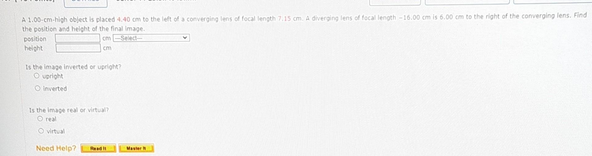 Solved A 1.00-cm-high object is placed 4.40 cm to the left | Chegg.com