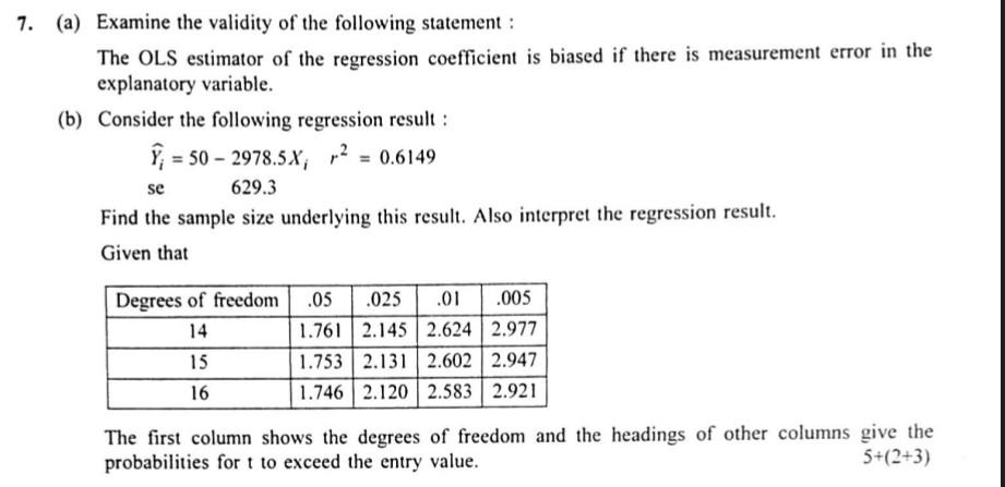 (a) Examine the validity of the following statement: | Chegg.com