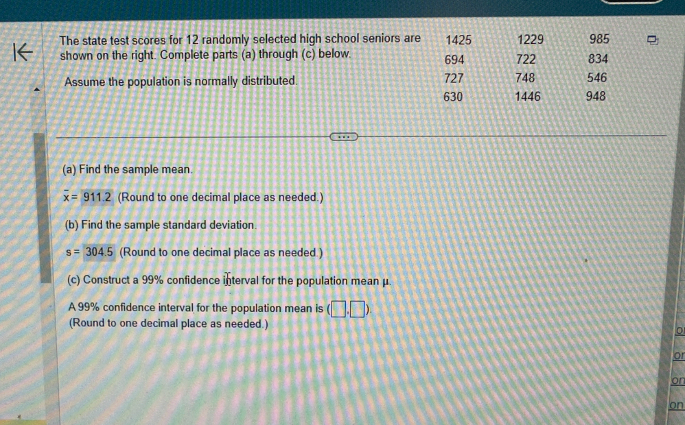 The state test scores for 12 ﻿randomly selected high | Chegg.com