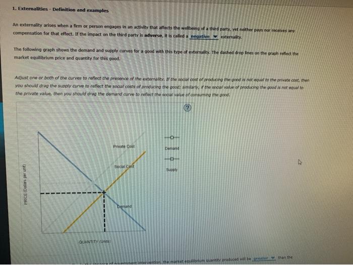 Solved 1. Externalities - Definition and examples An | Chegg.com