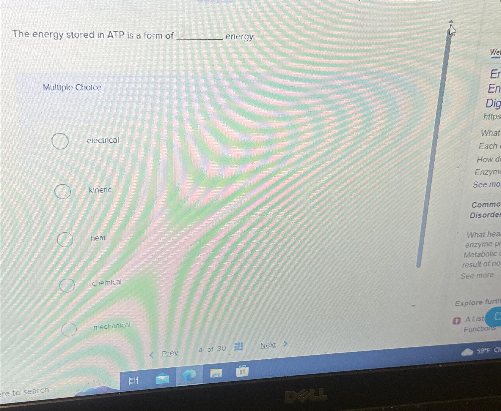 Solved The energy stored in ATP is a form of energy.Multiple | Chegg.com