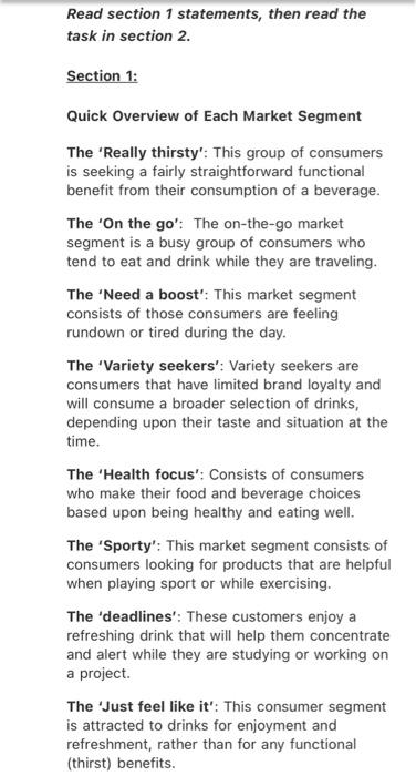 Solved Read section 1 statements, then read the task in | Chegg.com