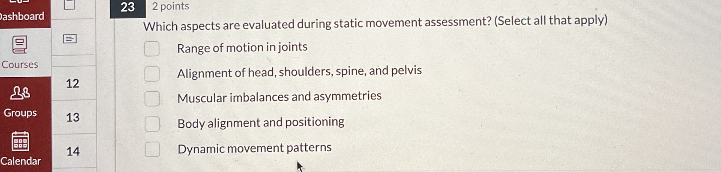 Solved 232 ﻿pointsWhich aspects are evaluated during static | Chegg.com