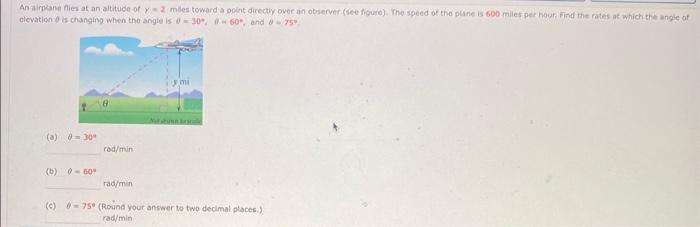 Solved An almant flies at an altitude of y=2 miles toward a | Chegg.com