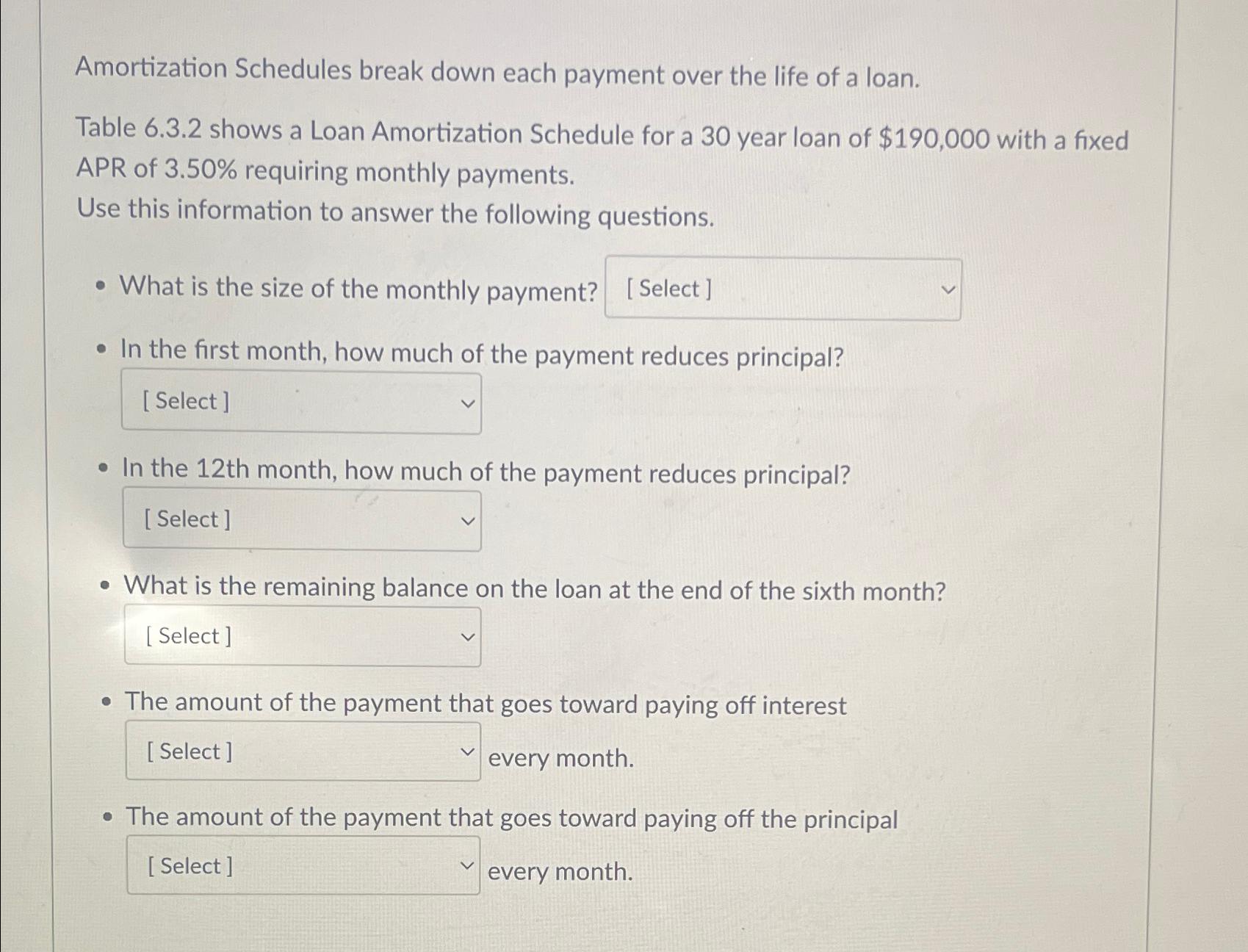 Amortization Schedules break down each payment over | Chegg.com
