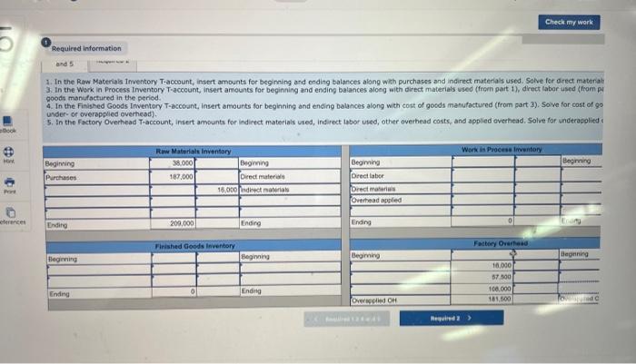 Solved 1. In the Row Materials Inventory T-account, insert | Chegg.com