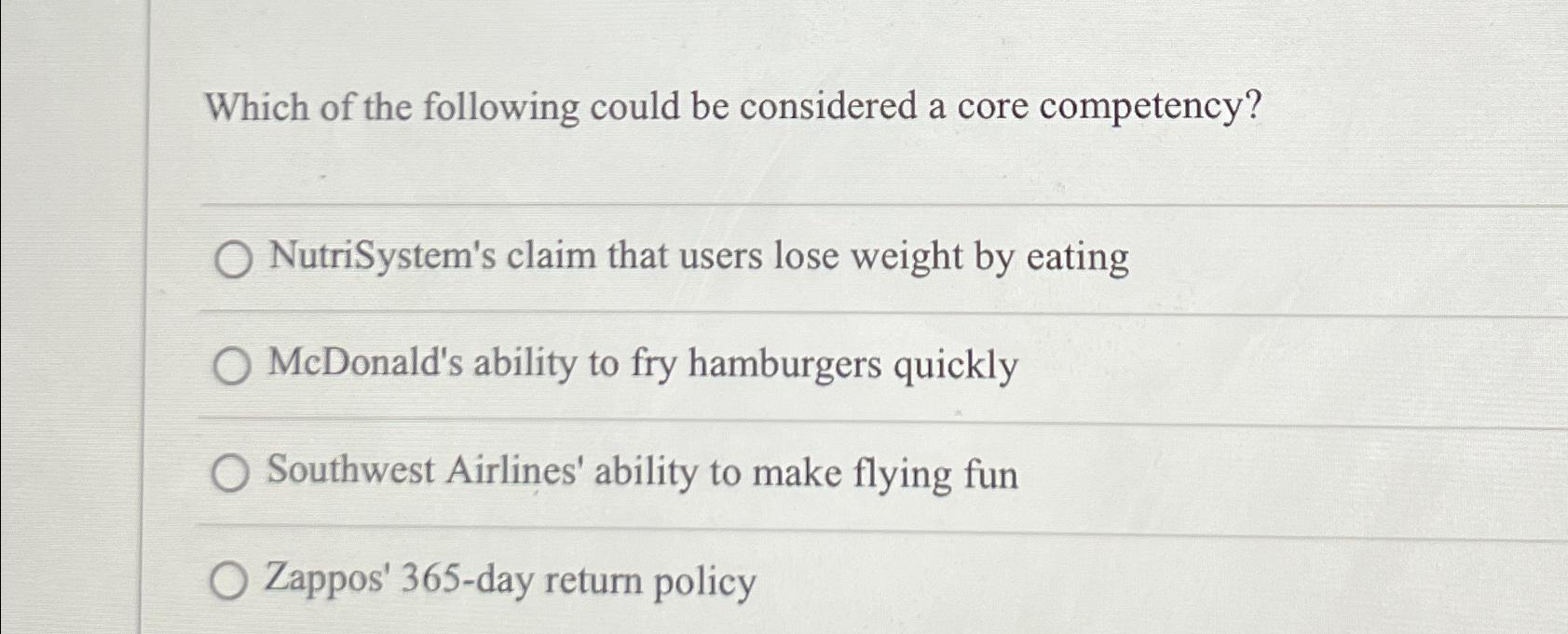 Solved Which of the following could be considered a core | Chegg.com