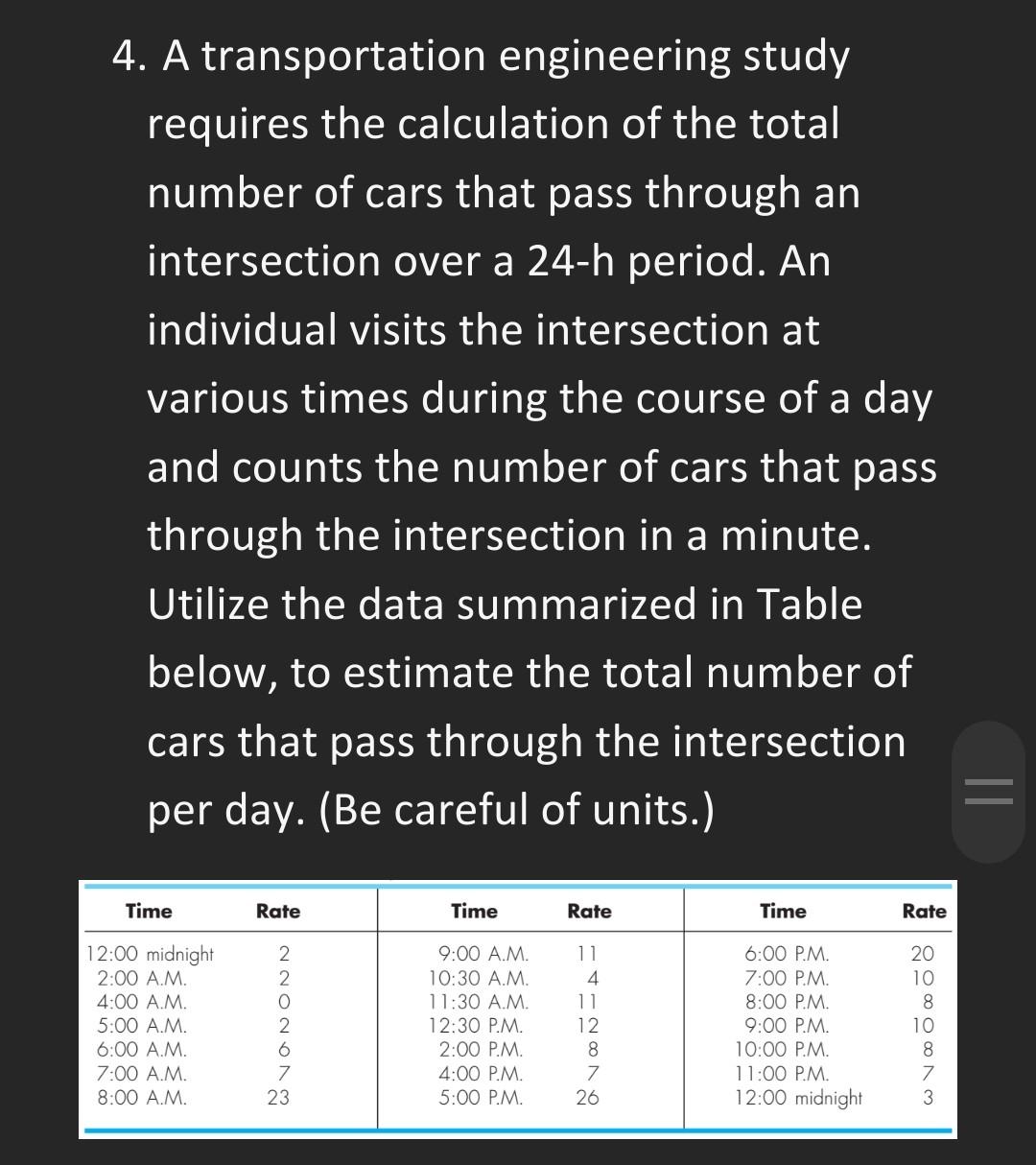 Solved 4. A transportation engineering study requires the | Chegg.com