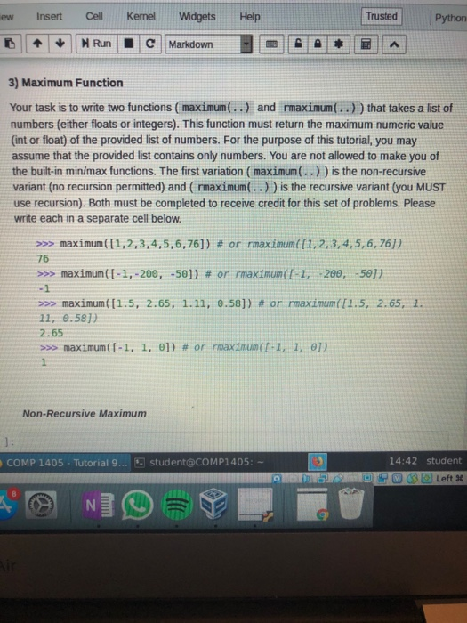 Solved ew Insert Cell Kernel Widgets Help Trusted Python + N | Chegg.com