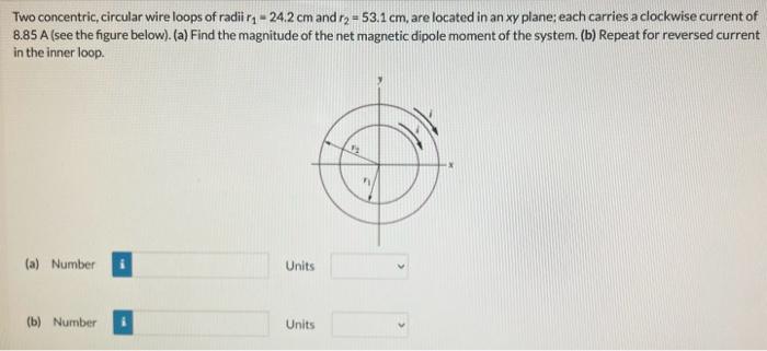 Solved Two concentric, circular wire loops of radii r1=24.2 | Chegg.com