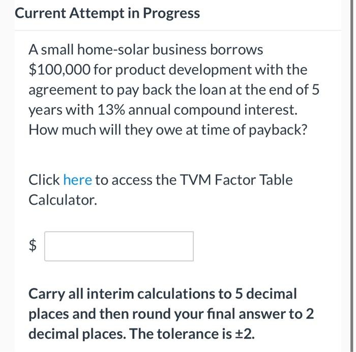 Solved Click here to access the TVM Factor Table Calculator. | Chegg.com
