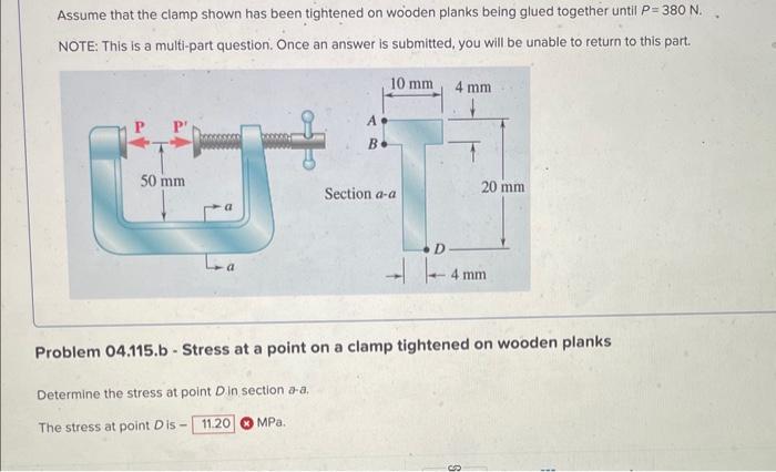 Solved Assume that the clamp shown has been tightened on | Chegg.com