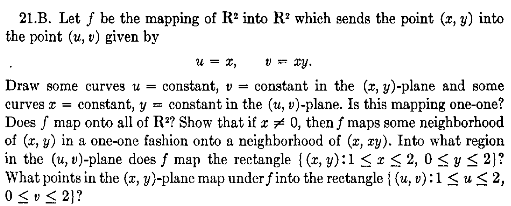 21.B. ﻿Let f ﻿be the mapping of R2 ﻿into R2 ﻿which | Chegg.com