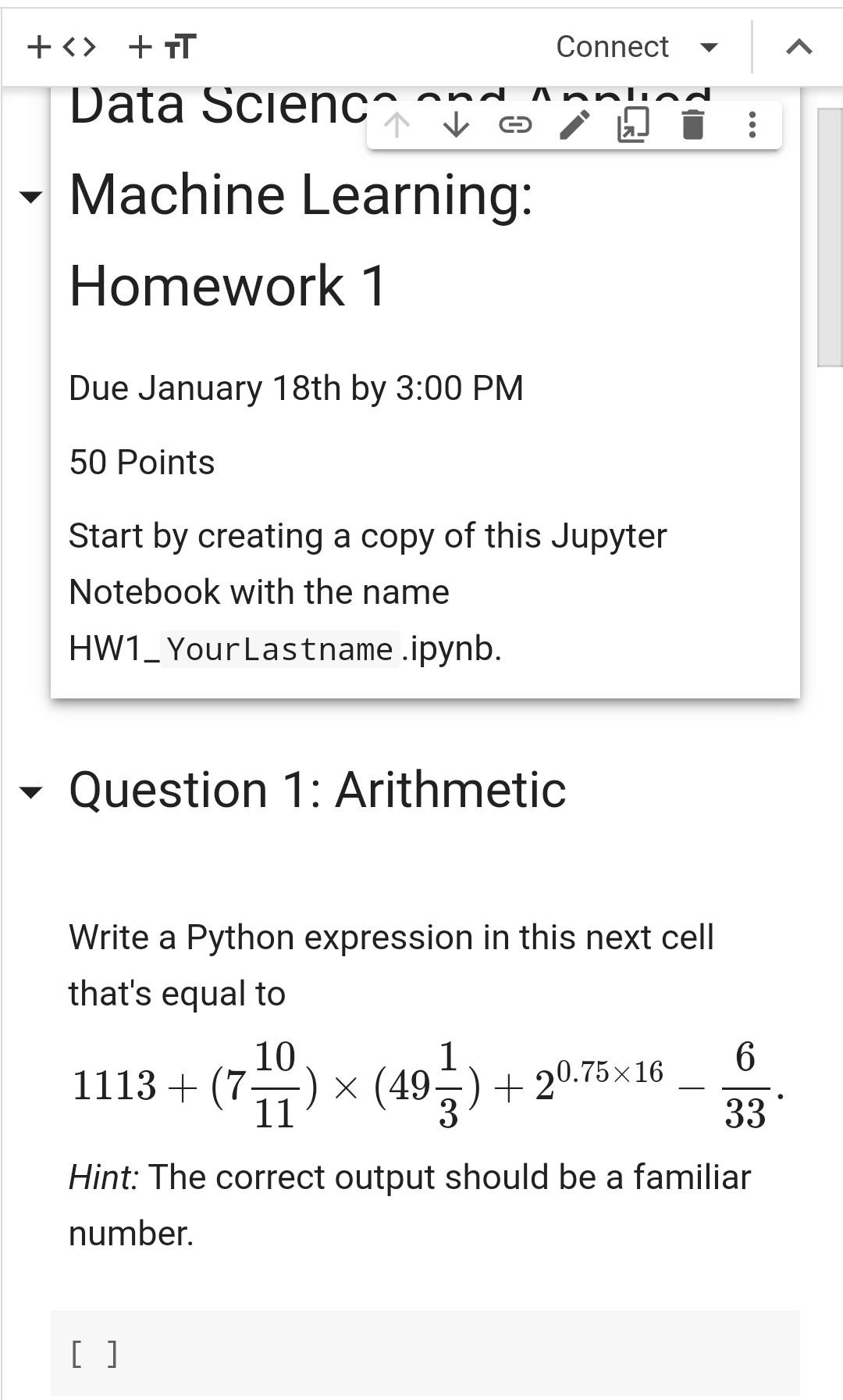 Solved Data Scienc Machine Learning: Homework 1 Due January | Chegg.com