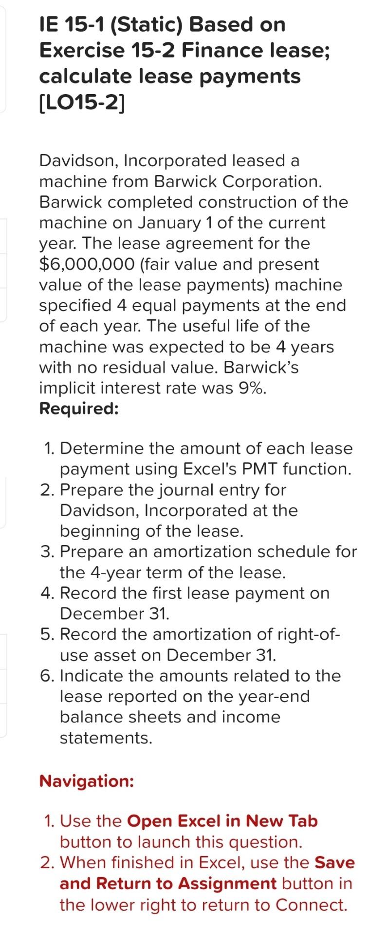 Solved IE 15-1 (Static) Based on Exercise 15-2 Finance | Chegg.com