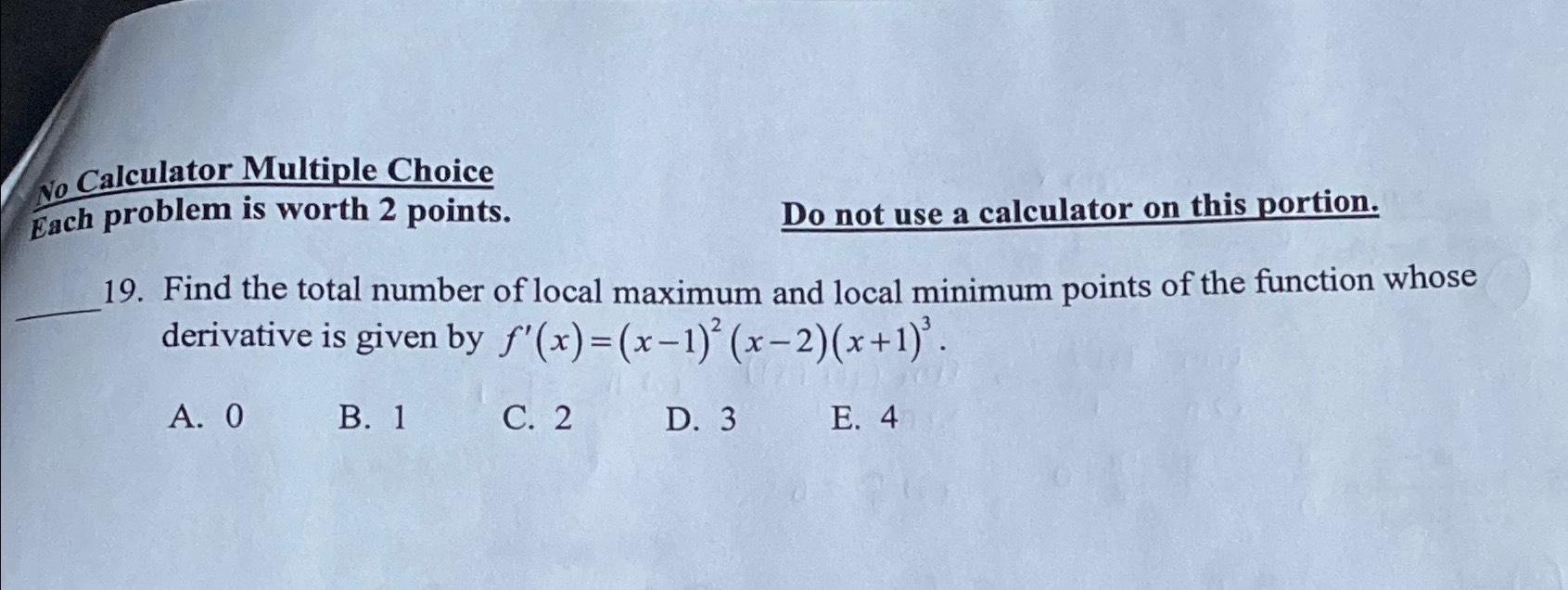 Solved No Calculator Multiple ChoiceEach problem is worth 2 | Chegg.com