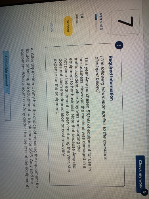 Solved 5 Check my work 7 Required information (The following | Chegg.com
