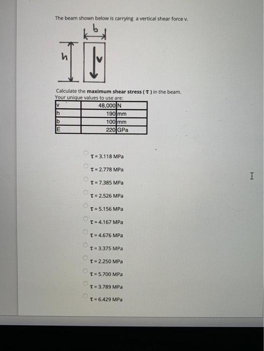 [Solved]: The beam shown below is carrying a vertical shear