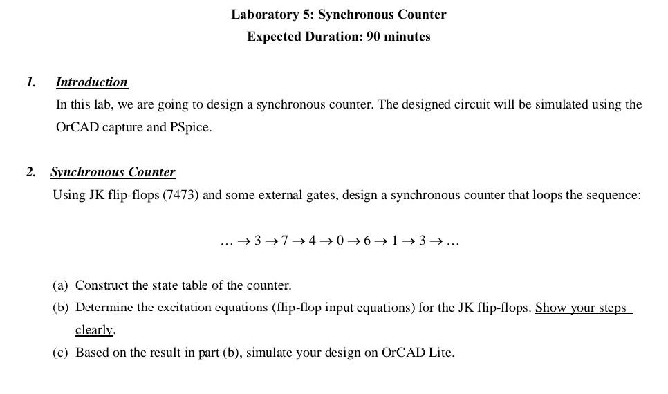 Solved Laboratory 5: Synchronous Counter Expected Duration: | Chegg.com