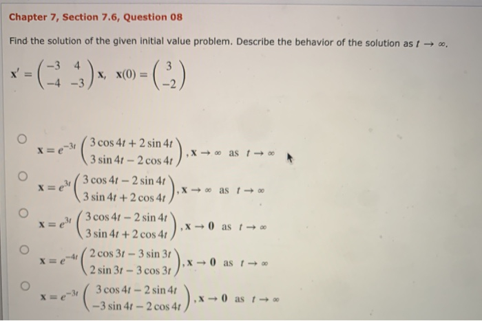 Solved Chapter 7, Section 7.6, Question 08 Find the solution | Chegg.com
