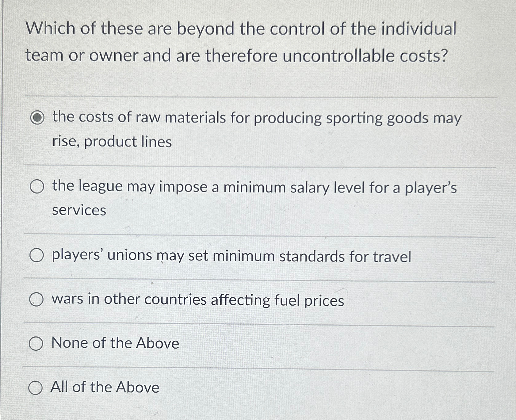 Solved Which of these are beyond the control of the | Chegg.com