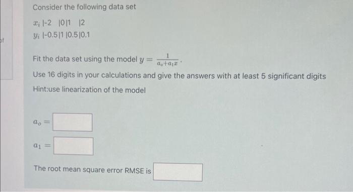 Solved Consider the following data set | Chegg.com